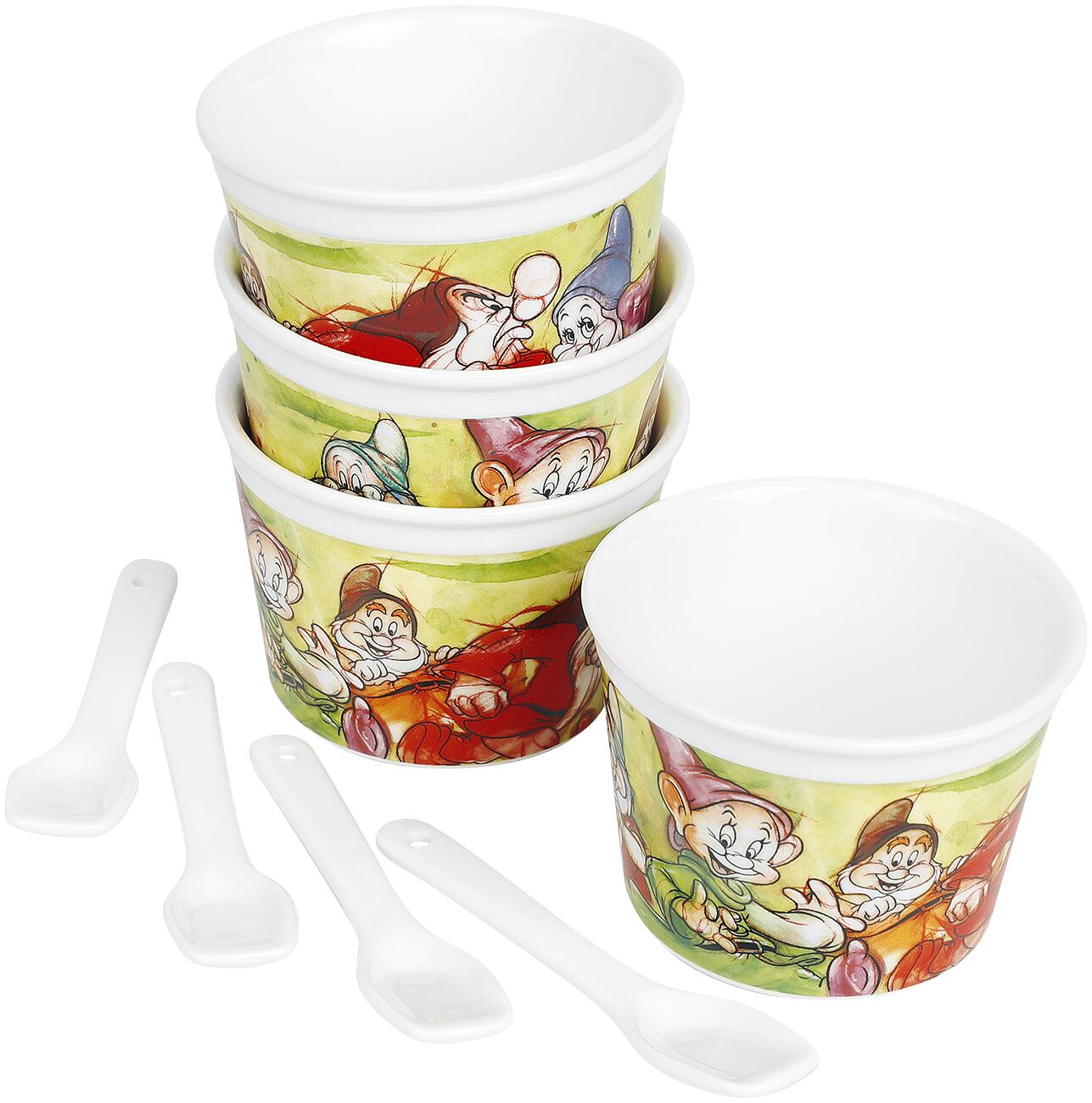 The Seven Dwarves - Sett av 4 iskrem kopper med teskjeer | Snow White ...
